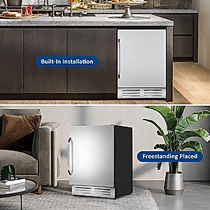 Velivi 24 Inch Beverage Refrigerator, Under Counter Beverage Cooler, Built-in and Freestanding Beverage Fridge 210 Cans, Drink Fridge with Stainless Steel Door for Soda, Beer, Wine