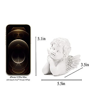 BRABUD Resin White Angle Statue Praying Cherub Statue Indoor Outdoor Home Garden Wings Angel Decoration Figurine Collection 5.1'' TQGJBS69