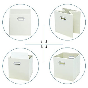 STOREONE Fabric Storage Bins Cubes Baskets Containers-(11X11X11") with Dual Handles Cube Storage Organizer Bins for Shelf Closet, Bedroom Organizers, Foldable Set of 3 (Creamy- White )