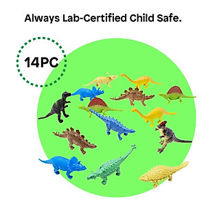 Boley 14 Piece 16" Dinosaur Transport Truck Carrier - Miniature Dino Figures with Semi Truck Trailer Toy - Loadable Miniature Dinosaurs with Portable Truck and Collapsible, Easy-to-Hold Handle