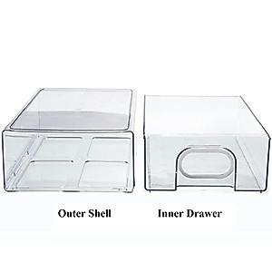 UNIKON 1 PC Refrigerator Organizer Bin, Fridge Organizer And Storage Clear, Stackable Fridge Organizer Drawer - BPA Free Plastic Storage Drawer, 13.40”x8.65”x4.40”