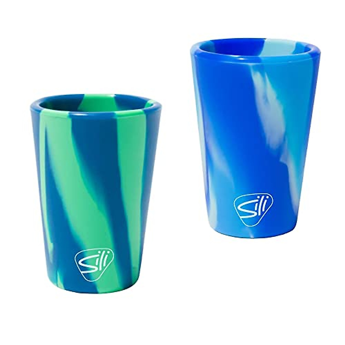 Silipint Silicone Shot-Glass Set: 6 Pack - Sugar Rush, Headwaters, Mountain Marble, Artic Sky & 2 Hippie Hops - 1.5oz