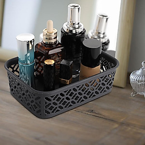 ZEAYEA 9 Pack Small Plastic Storage Basket, Classroom Organizer Baskets for Shelves Desk Drawer, Pantry Woven Basket Bins for Bedroom Closet Office School, 7.7" L x 5.5" W x 2.4" H