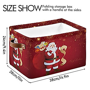 Nander 1PCS Santa Claus Large Storage Basket,Foldable Storage Bin Waterproof Laundry Basket with Handle for Home Closet & Office Christmas Decoration