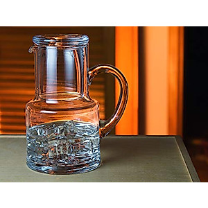 Barski - European Quality Glass - 2 Piece Water Set -Bedside Night Water Carafe/Desktop Water Carafe - With Handle - With Tumbler - Carafe is 18 oz. - Made in Europe