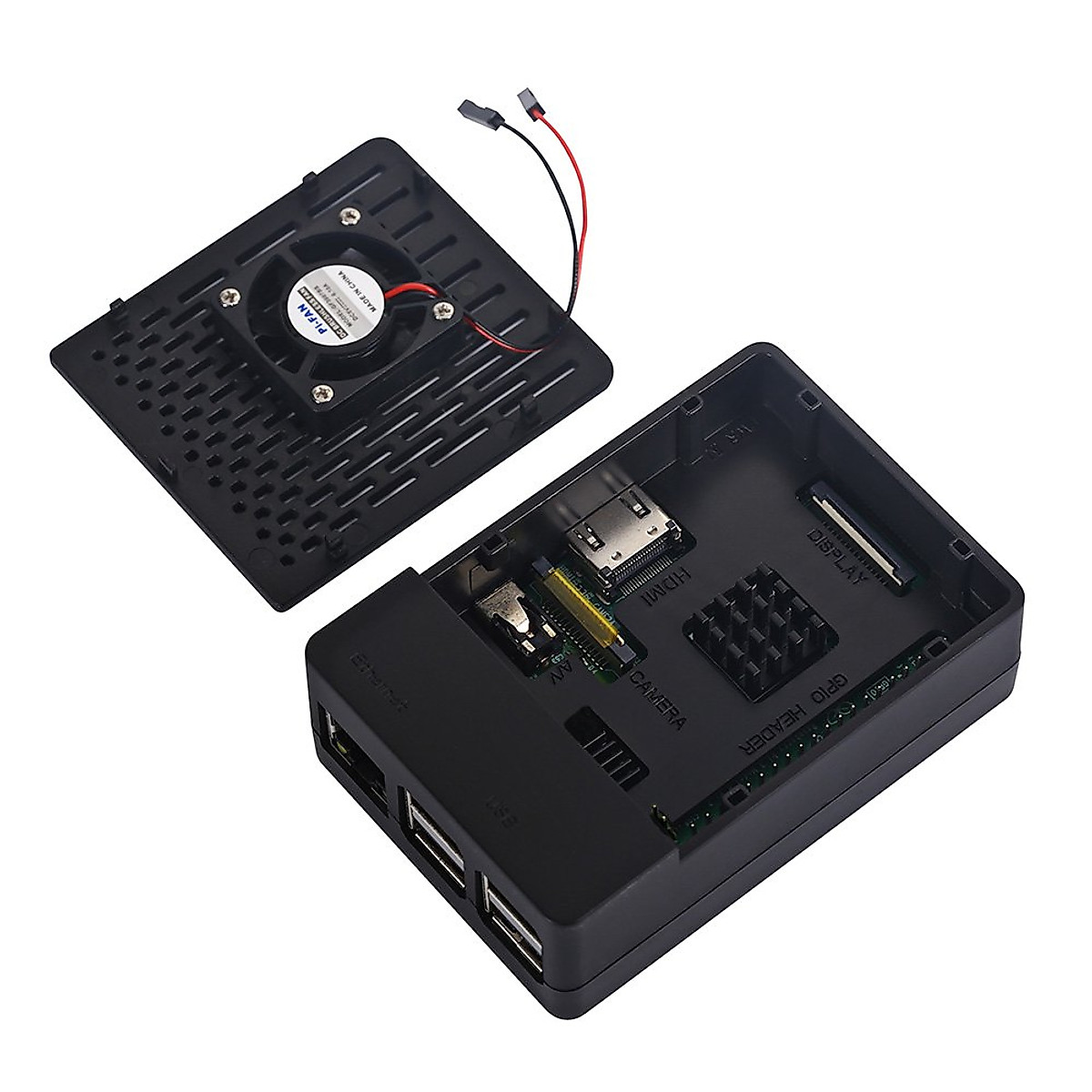 Raspberry Pi 3 B+ Case, iUniker Raspberry Pi Fan ABS Case with Cooling Fan, Raspberry Pi Heatsink, Simple Removable Top Cover for Pi 3 B+, Pi 3 Model B, Pi 2 Model B (Black for 3B+/3B)