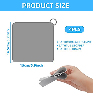 4PCS Silicone Shower Drain Cover & Square Shower Stopper for Drain, 6 Inch Drain-Cover Tub Stopper, Bathtub Drain Deodorizing Cover for Shower, Laundry Sink Silicone Drain Cover (Grey, White)