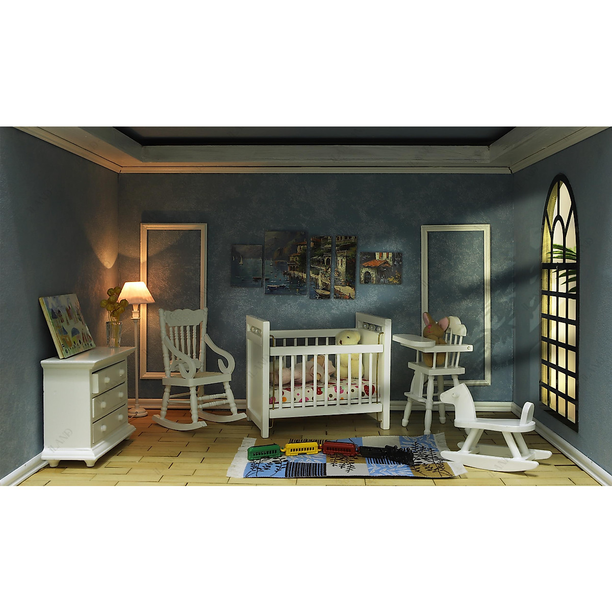 iLAND Miniature Dollhouse Furniture and Accessories for Dollhouse Nursery on 1/12 Scale (Lovely 14pcs)