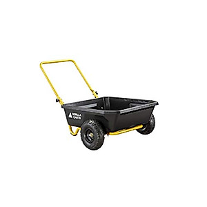 Gorilla Carts GCR-4 4 Cu. Ft, 300-pound Capacity, Poly Yard Cart, Black/Yellow