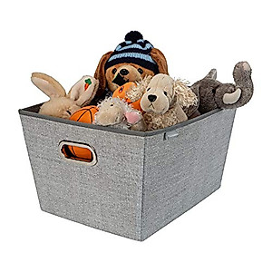 Simplify Large Grommet Bins Heather Grey Soft Storage Collection, Tote