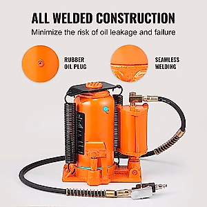 VEVOR Air Hydraulic Bottle Jack, 20 Ton/44,092 LBS All Welded Bottle Jack, 10.4-19.7 inch Lifting Range, Manual Handle and Air Pump, for Car, Pickup, Truck, RV, Auto Repair, Industrial Engineering