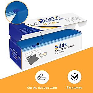 YSYJ Plastic Table Cover Roll Blue Disposable Table Cloth 54 in x 100 Ft, Plastic Table Cloths with Slide Cutter, Plastic Table Cover for Parties