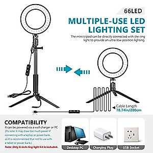 Neewer Video Conference Lighting Kit for Zoom Call Meeting/Self Broadcasting/Remote Working/YouTube/TikTok Video/Live Streaming: 2-Pack 6-inch Dimmable LED Ring Light with Tripod Stand & Color Filter