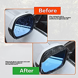 AOCISKA 2 Packs Carbon Fiber Rain Visors with Eyebrows, Universal Rear View Mirror Covers