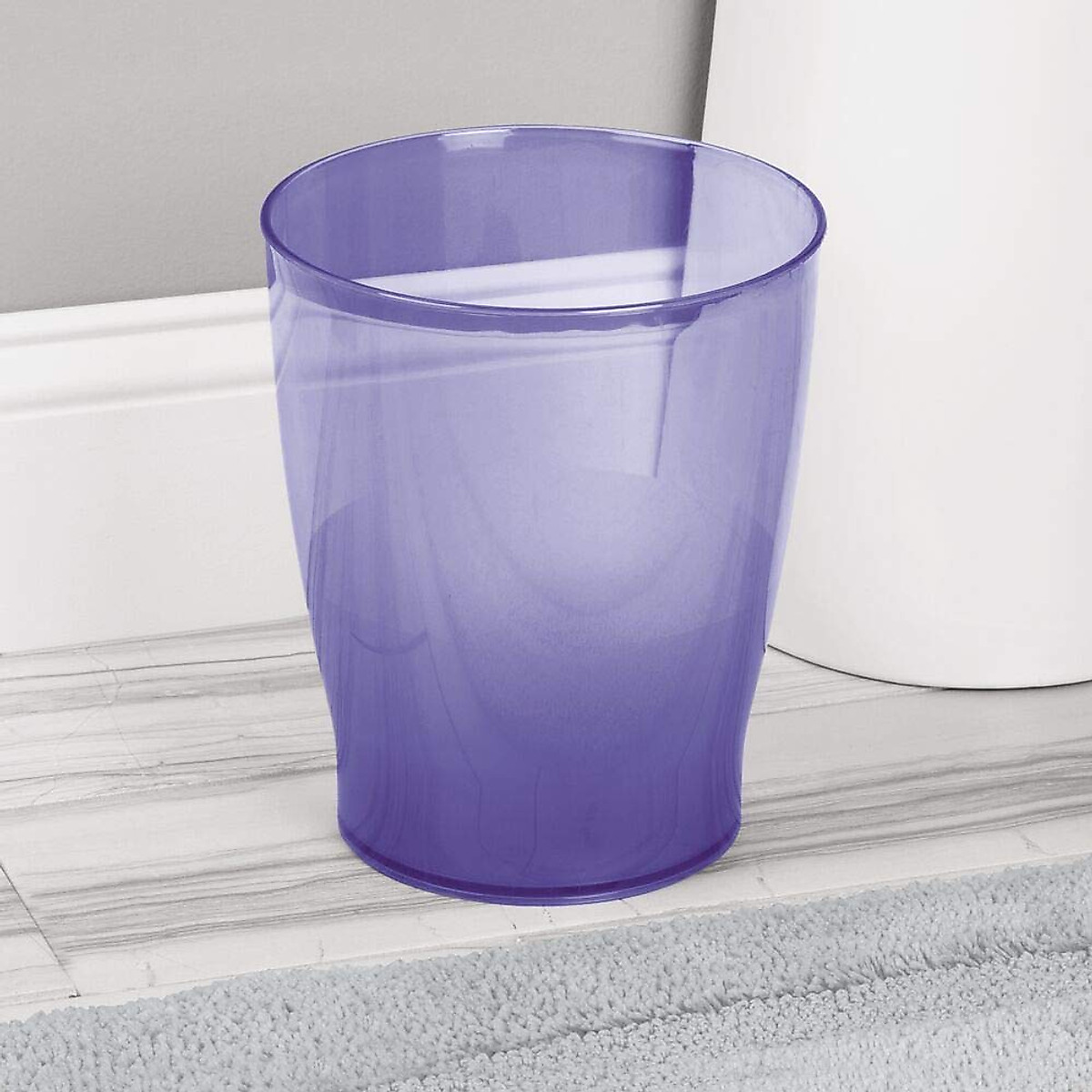mDesign Plastic Slim Round Small 1-Gallon Trash Can, Wastebasket, Garbage Container Bin for Bathroom, Bedroom, Kitchen, Home Office, and Kids Room Waste Use - Violet Purple
