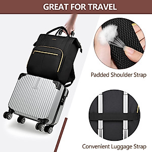 FOCDOD Women Laptop Backpack Teacher Bags: 17.3 Inch Nurse Computer Backpack with USB Port Work Bag Stylish Travel Daypack Bookbag Waterproof for Business Woman Gifts BLACK