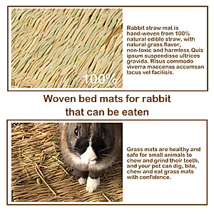 MUYG Rabbit Grass Mat,Grass Mats for Rabbits Bunny Natural Straw Woven Bed Small Animal Hay Matt Sleeping, Chewing, Nesting and Toys for Guinea Pig Hamster and Rat Bed Mat (6 Pcs)
