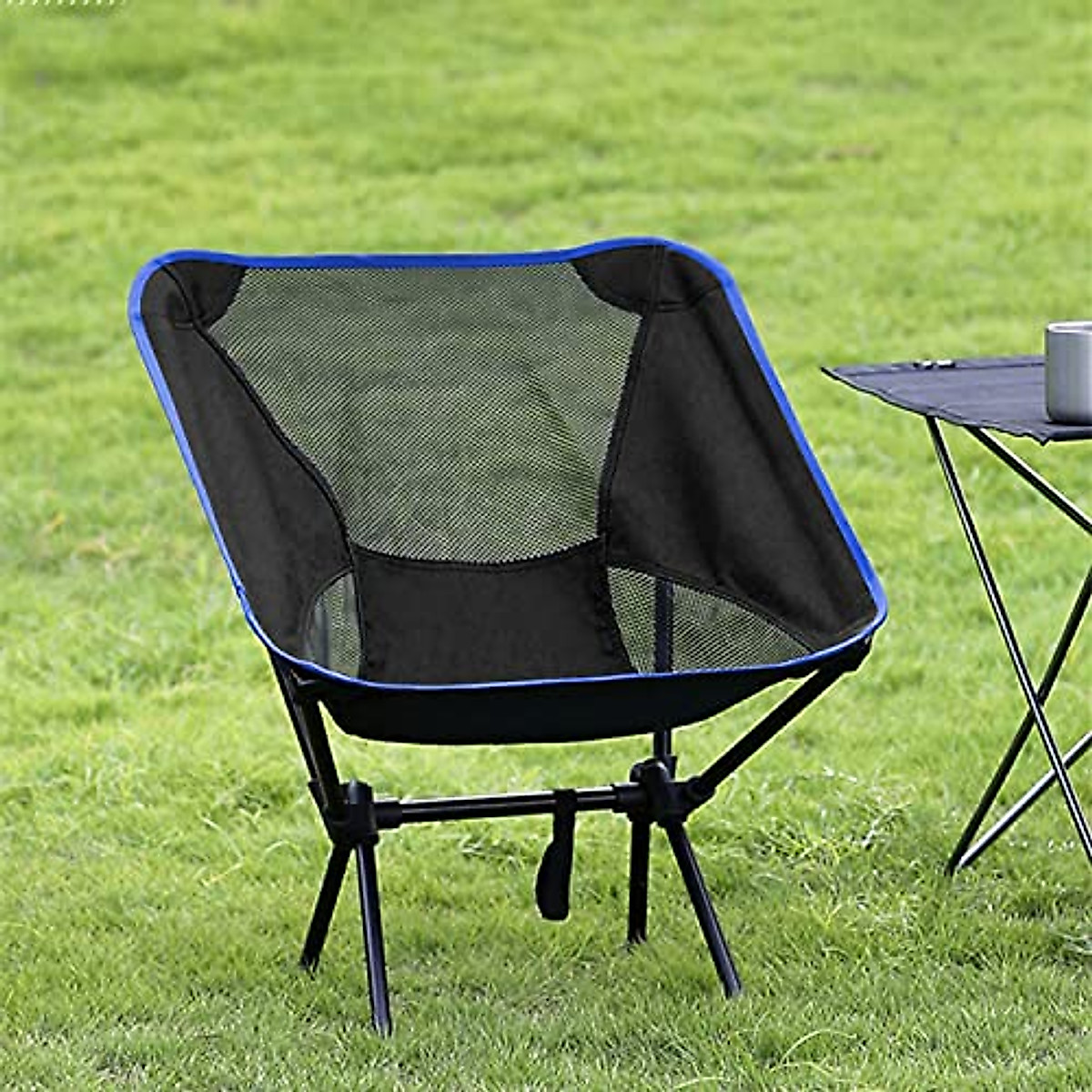 Tmshx Portable Folding Camping Chair, Lightweight and Compact Outdoor Chair, Suitable for Outdoor Activities, Hiking, Camping, Picnic Camping Chair with Portable Storage Bag