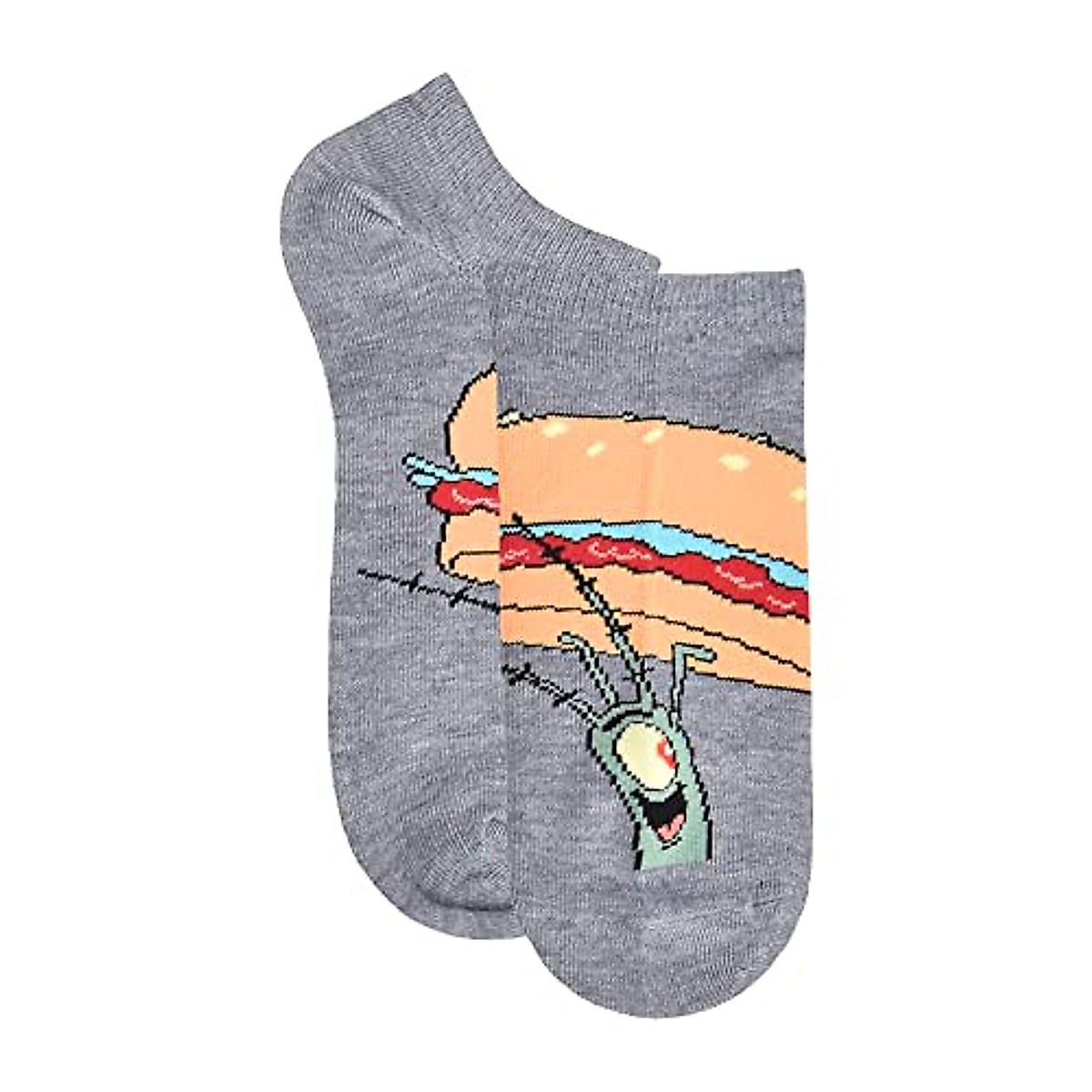 SpongeBob SquarePants Women's Krusty Krab Burger No Show Socks, Black, 9-11