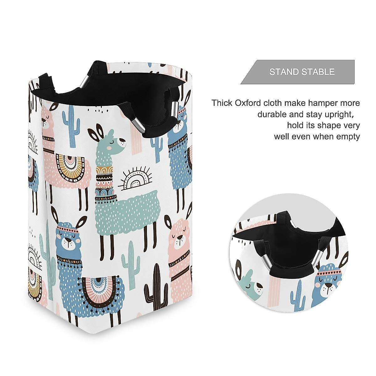 ALAZA Llama Laundry Basket Collapsible, Fabric Laundry Hamper Basket Foldable, Dirty Clothes Hamper Llama