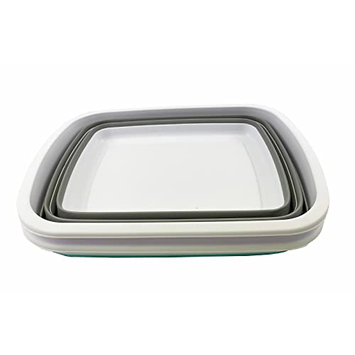 SAMMART 10L (2.6 Gallon) Set of 2 Collapsible Tub-Foldable Dish Tub-Portable Washing Basin-Space Saving Plastic Washtub (Grey + Sage Green)