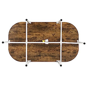 VilroCaz 7-Piece Dining Table Set with Metal Frame and Faux Marble Desktop, Compact Kitchen Table Set Furniture with Triangular Chair and Adjustable Feet for 6, Space Saving Design (White+Iron)