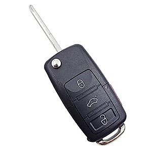 Guibuhuse 4 Buttons Replacement Flip Key Fob Fits VW Volkswagen Beetle CC Eos Golf Gti Jetta Passat Tiguan Touareg 2011 2012 2013 2014 2015 2016 (NBG010180T) (Pack 2)