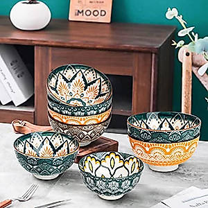 Foraineam 12 Pack Porcelain Bowls, 10 Ounces Small Bowl Set, Colorful Floral Round Bowl for Soup, Ice Cream, Snacks, Rice, Salad, Fruits, Side Dishes, Dishwasher and Microwave Safe