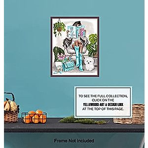 Glam Fashion Wall Art & Decor - Girls Bedroom Living Room Teens Room - Light Blue Designer Poster Picture - Housewarming Daughter Friend Gifts for Women - African American Woman - Black Afro Girl