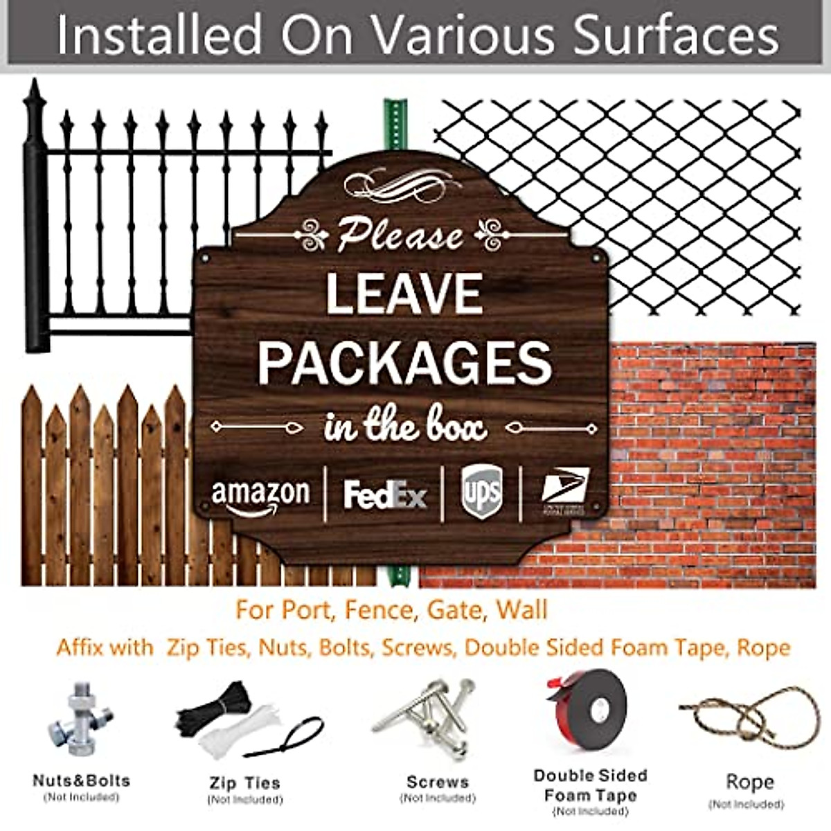 Please Leave Packages In The Box Signs 12 x 12 Inches Package Delivery Sign Metal Reflective Sturdy Rust Aluminum Waterproof Durable Ink Easy to Install Outdoor