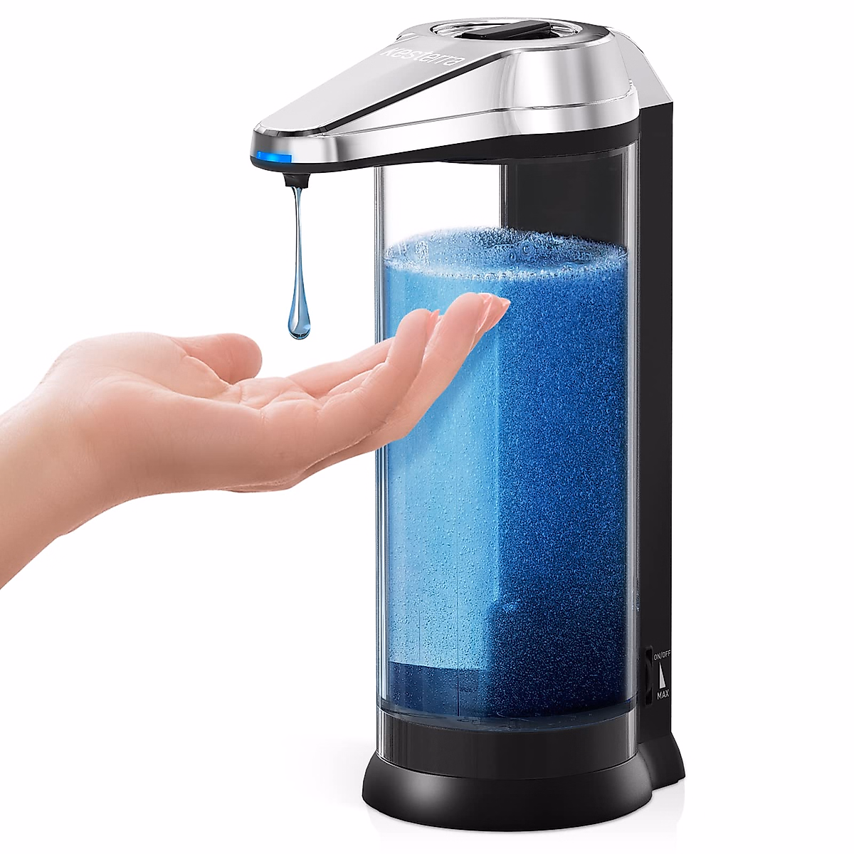 Automatic Soap Dispenser, 17oz/500ml Touchless Battery Operated Hand Soap Dispenser with Adjustable Soap Volume, Liquid Dish Soap Dispenser Touchless for Kitchen Sink Bathroom Commercial, Chrome