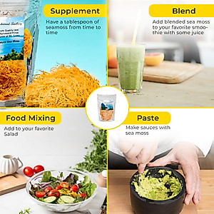 Certified Wild Harvested Gold Irish raw Sea Moss from St.Lucia,Makes 165 oz gel, Dr.Sebi Grade,Wild Harvested Powerful Antioxidants,Vitamins,Minerals and Nutrients All Natural,4 Ounce (Pack of 1)