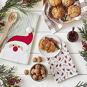 DII Christmas Kitchen Towels Decorative Embellished Cotton Dish Towel Set, 18x28, Santa, 3 Count