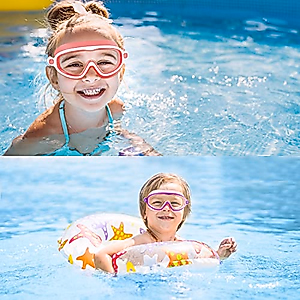 EWPJDK Kids Goggles Anti-Fog 2 Pack Swimming Goggles for kids 6-14 No Leaking Kids Swim Goggles Anti-UV Waterproof (Purple & Pink)