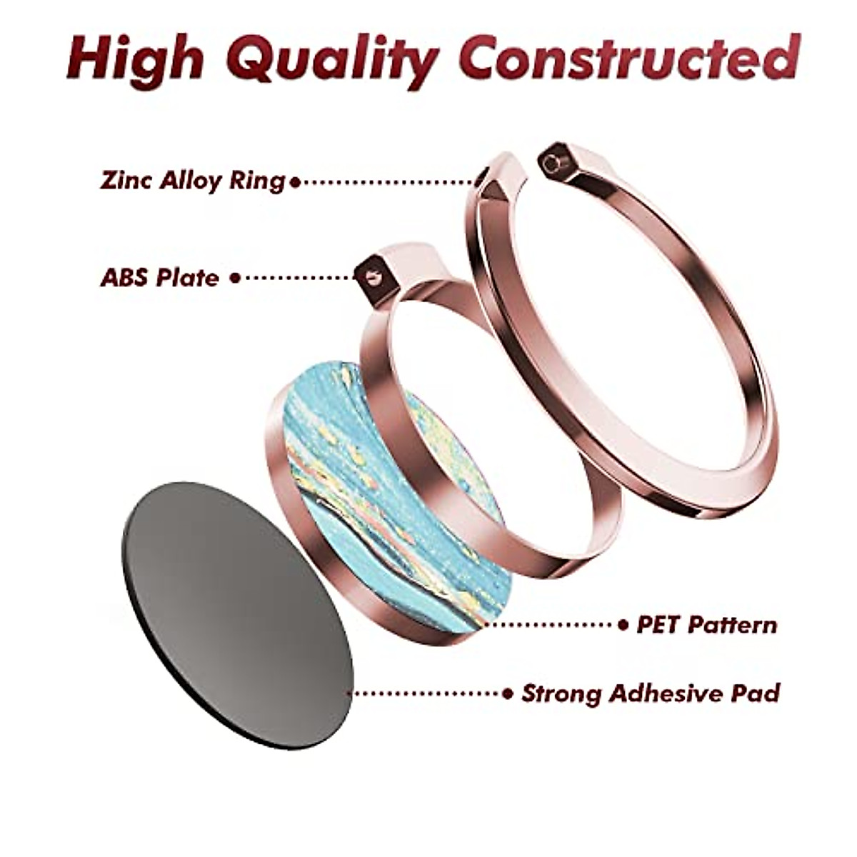 Cell Phone Ring Holder, Finger Ring Stand, 360 Degree Rotation Finger Ring Kickstand, Metal Grip Holder for Most Smart Phones, iPhone, Samsung, LG, Sony,(Blue)