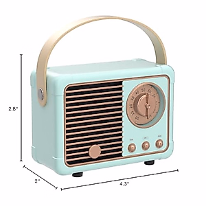 Baolira Vintage Retro Bluetooth Speaker Wireless Mini Speaker,Blue Speaker with Crystal Clear Stereo Sound Rich Bass, Retro Portable Speaker for iPhone,Android Devices and Tablet(Blue)