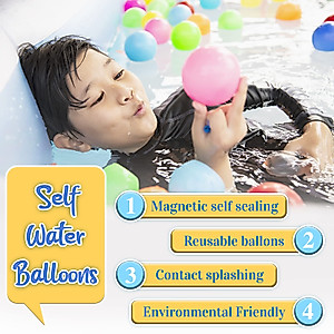 Reusable Water Balloons for Kids Adults 16 PSC, Self-Sealing Silicone Water Balloons Quick Fill Water Splash Balls, Summer Fun Outdoor Toys, Pool Toys, Water Park, Summer Party(16 balls)
