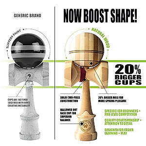 Sweets Kendamas Bamboo Boost Kendama - Natty Engraving, Improves Hand Eye Coordination, Reflex, Perfect for Beginners, Extra String Accessory Quick Start Bundle