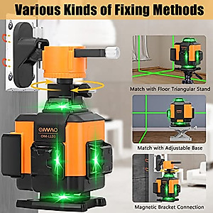 OMMO Laser Level, 16 Lines Green Laser Level Self Leveling Tool, 150ft Cross Line Laser Beam Tool, Two Vertical and Two Horizontal Lines with Wall Bracket/Remote Controller (16 Lines)