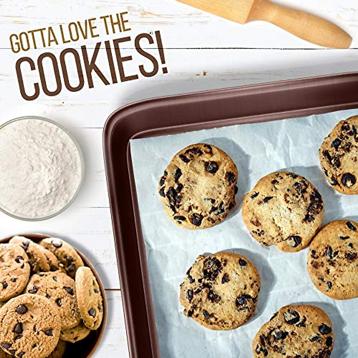 NutriChef Kitchenware Pots & Pans High-Qualified Basic Kitchen Cookware, Non-Stick (20-Piece Set), One Size, Brown