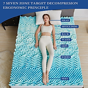 DQZ 3 Inch Queen Mattress Topper 7-Zone Memory Foam Mattress Topper - Cooling Gel Infused Foam Mattress Pad - Upgraded Ergonomics Memory Foam Mattress - CertiPUR-US and Oeko-TEX Certification