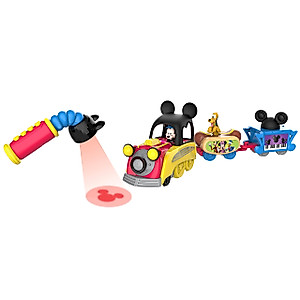 Disney Junior Mickey Mouse Funhouse Light the Way Train, Musical Toy Train Set with Controller, Preschool