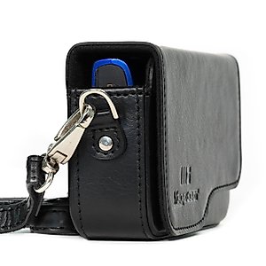 MegaGear Canon PowerShot SX620 HS, ELPH 180, ELPH 360 HS, ELPH 190 is, ELPH 170 is, SX610 HS Leather Camera Case with Strap - Black - MG1089