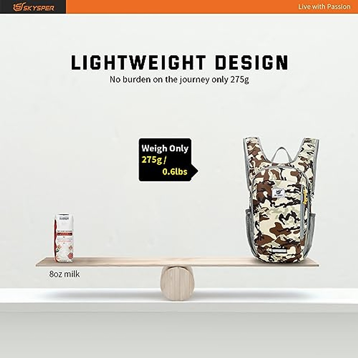 SKYSPER Small Daypack 10L Hiking Backpack Packable Lightweight Travel Day Pack for Women Men(Camouflage)