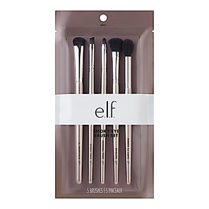 e.l.f. Smoky Eye Brush Kit, Synthetic, 5Piece Set (82021) (Brush Handle Color May Vary)