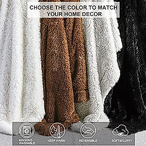 Plush Faux Fur Throw Blanket, Large Grey Throw Blanket for Couch and for Bed, Super Soft Long Hair Shaggy Blanket, Thick, Elegant, Cozy and Fluffy Minky Blanket 50''×60''