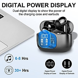 Wireless Earbud, Bluetooth 5.3 Headphones in Ear Stereo Bluetooth Earbuds Built in Mic, Wireless Earphones with LED Power Display and USB-C Charging, Mini Earbud with IP7 Waterproof and Touch Control