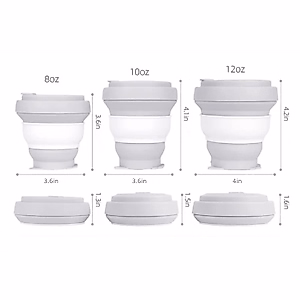 HOGOWARE travel coffee mug collapsible cup insulated tumbler smoothie with lid silicone reusable to go foldable silicon folding hot cold tea water- 12oz (Dark Gray)