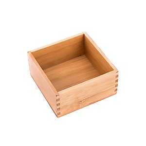 Sansnow Bamboo Organizer Storage Boxes for Tabletop Bathroom Dresser Organizer Small Boxes, Bamboo 4"*4"