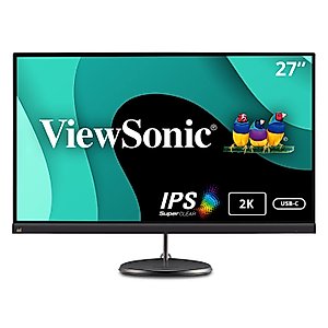 ViewSonic VX2785-2K-MHDU 27 Inch 1440p Frameless IPS Monitor with USB 3.2 Type C HDMI DisplayPort Inputs and FreeSync for Home and Office (Renewed)